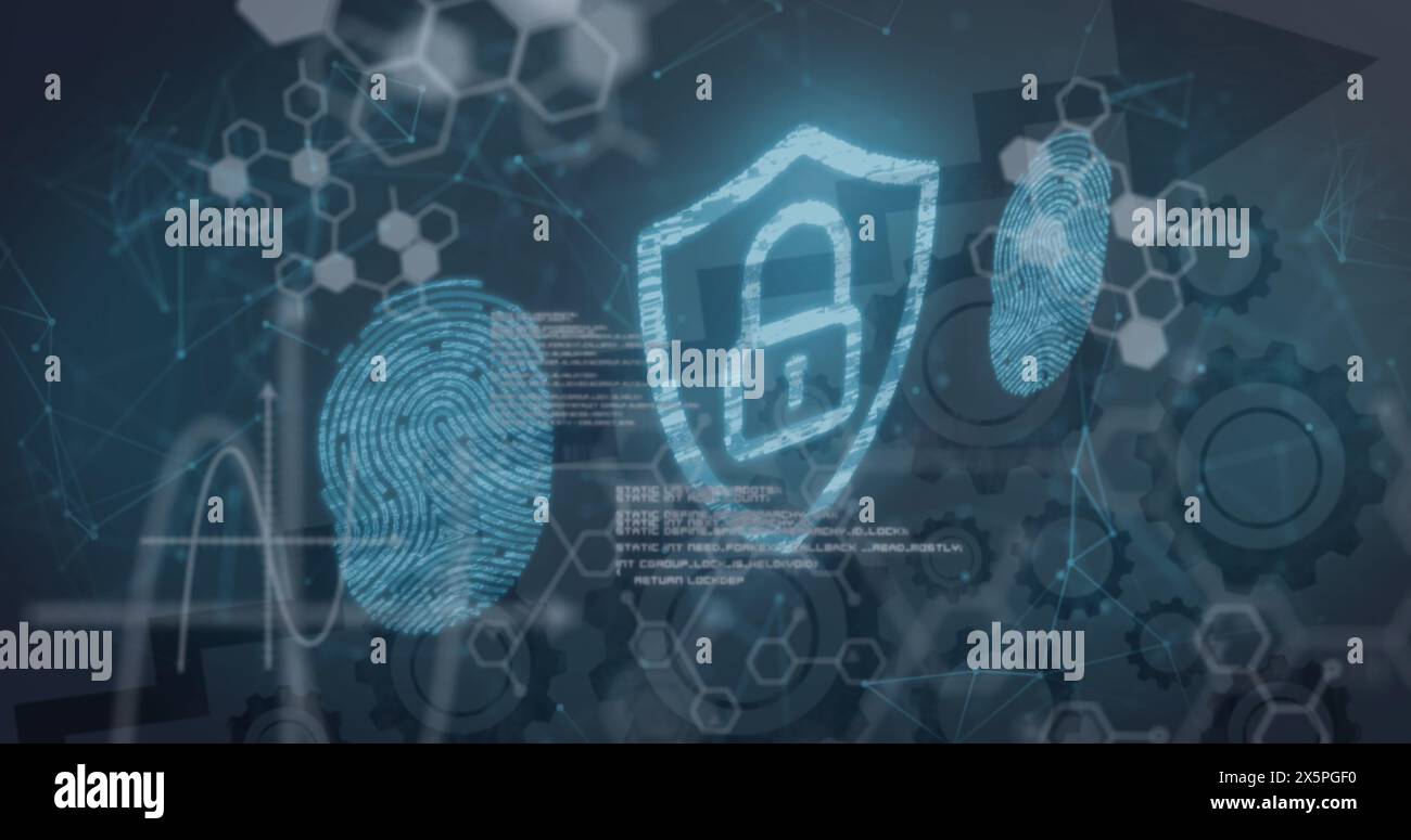 Image of data processing over padlock Stock Photo - Alamy