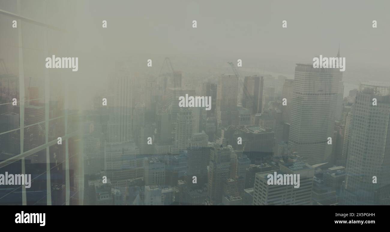 Image of data processing with graph over cityscape Stock Photo - Alamy