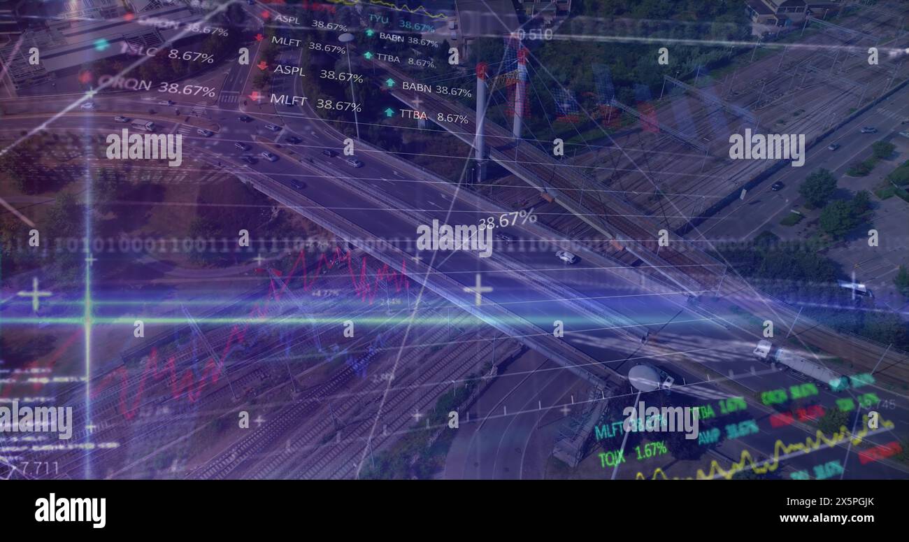 Animation network connection over binary hi-res stock photography and ...