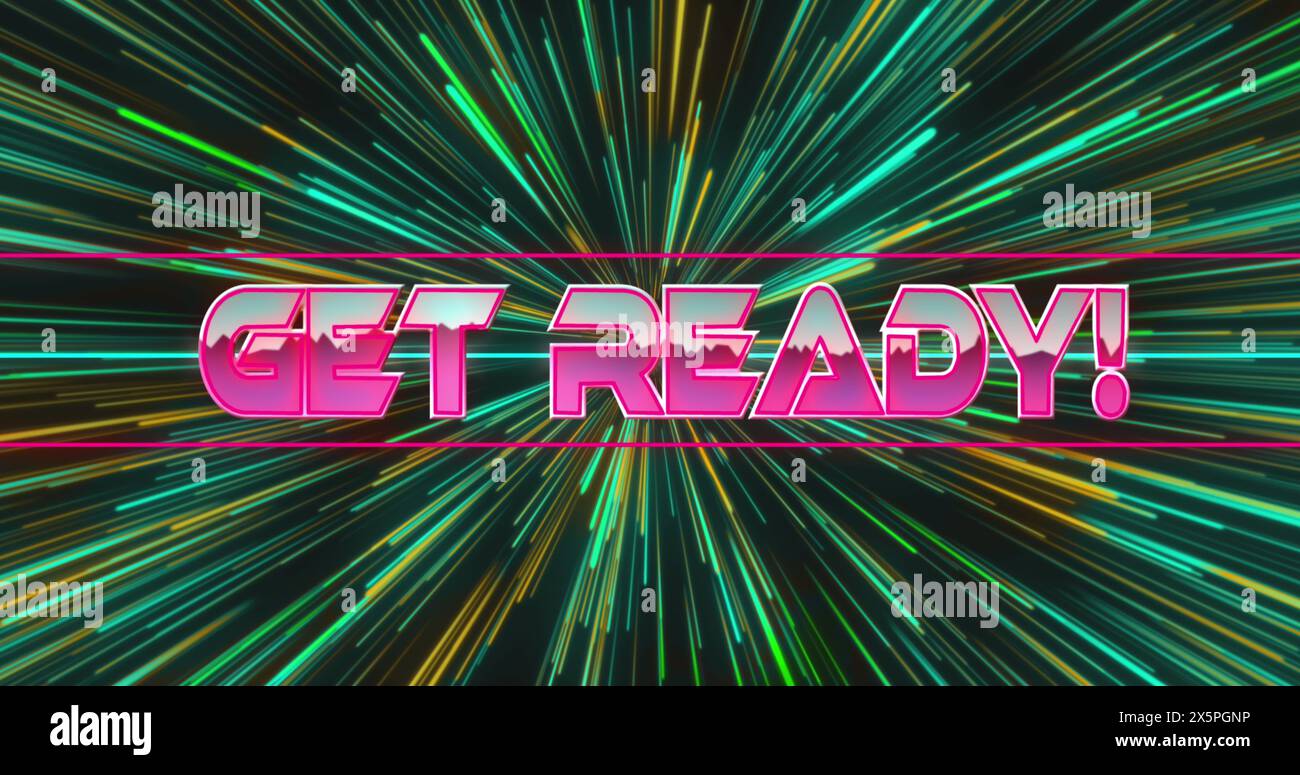 Image of get ready text over light trails Stock Photo - Alamy