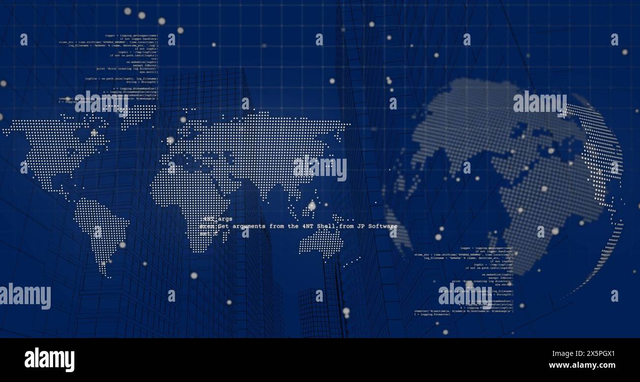 Image of data processing with spinning globe and world map over transparent background Stock ...
