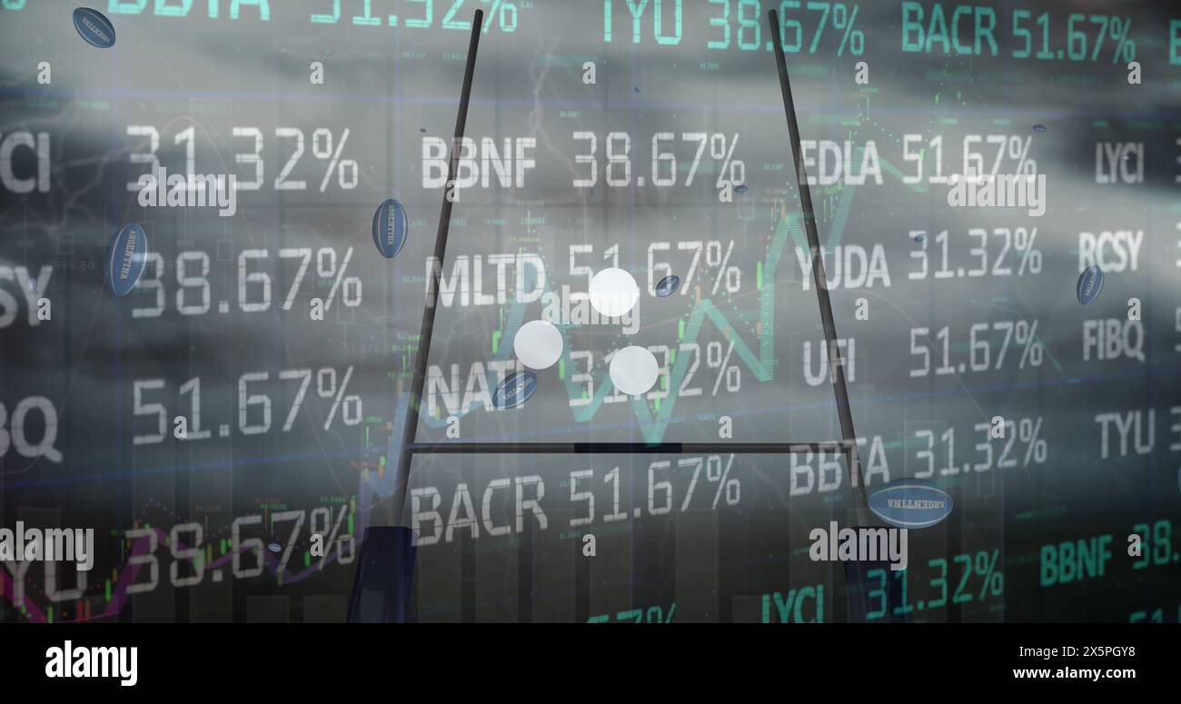 Image of stock market data processing and multiple argentina printed ...