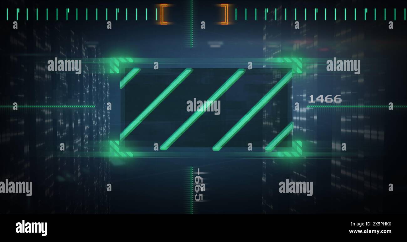 Image of financial data processing and green scanner scanning over ...