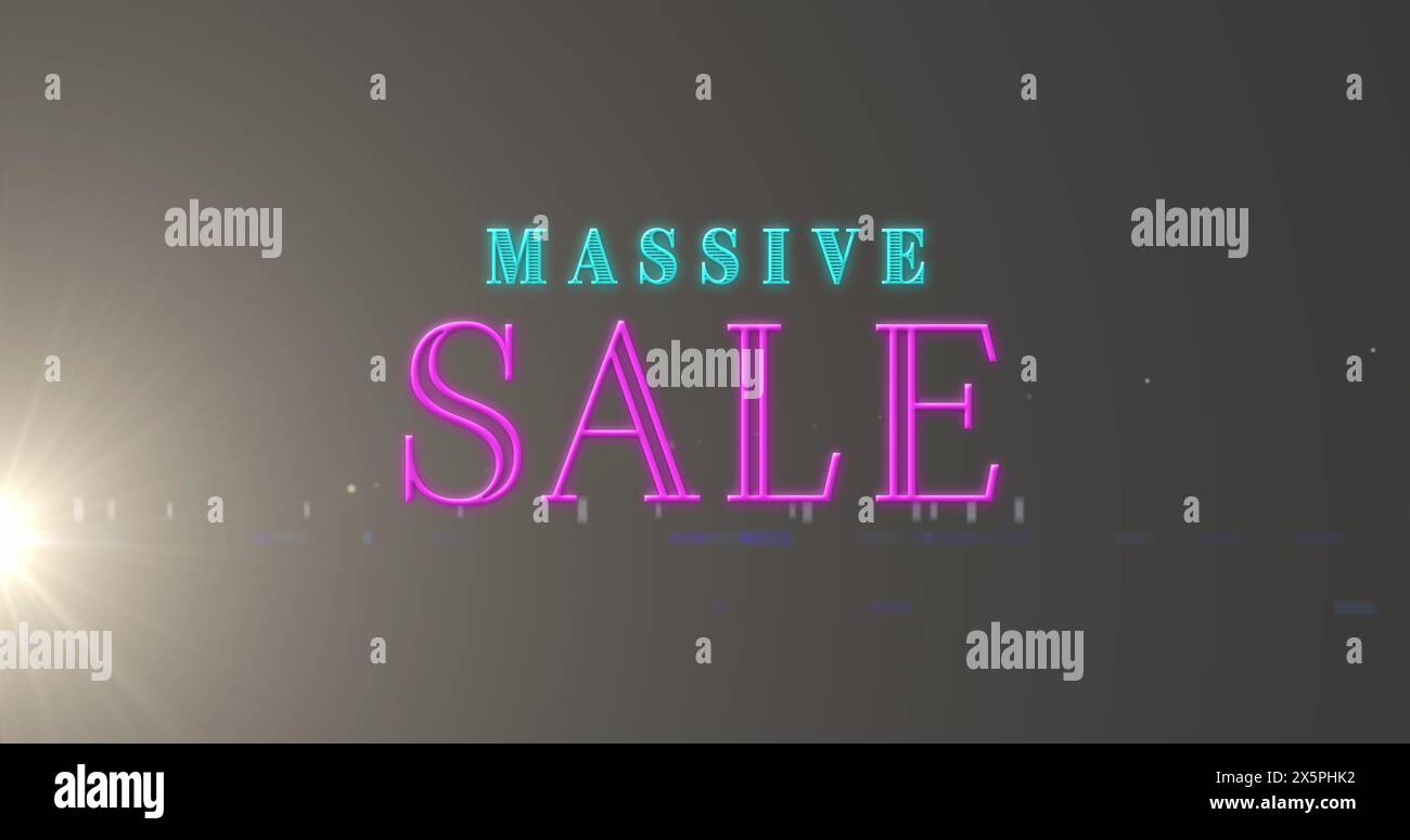 Image of massive sale text over light spots on black background Stock ...