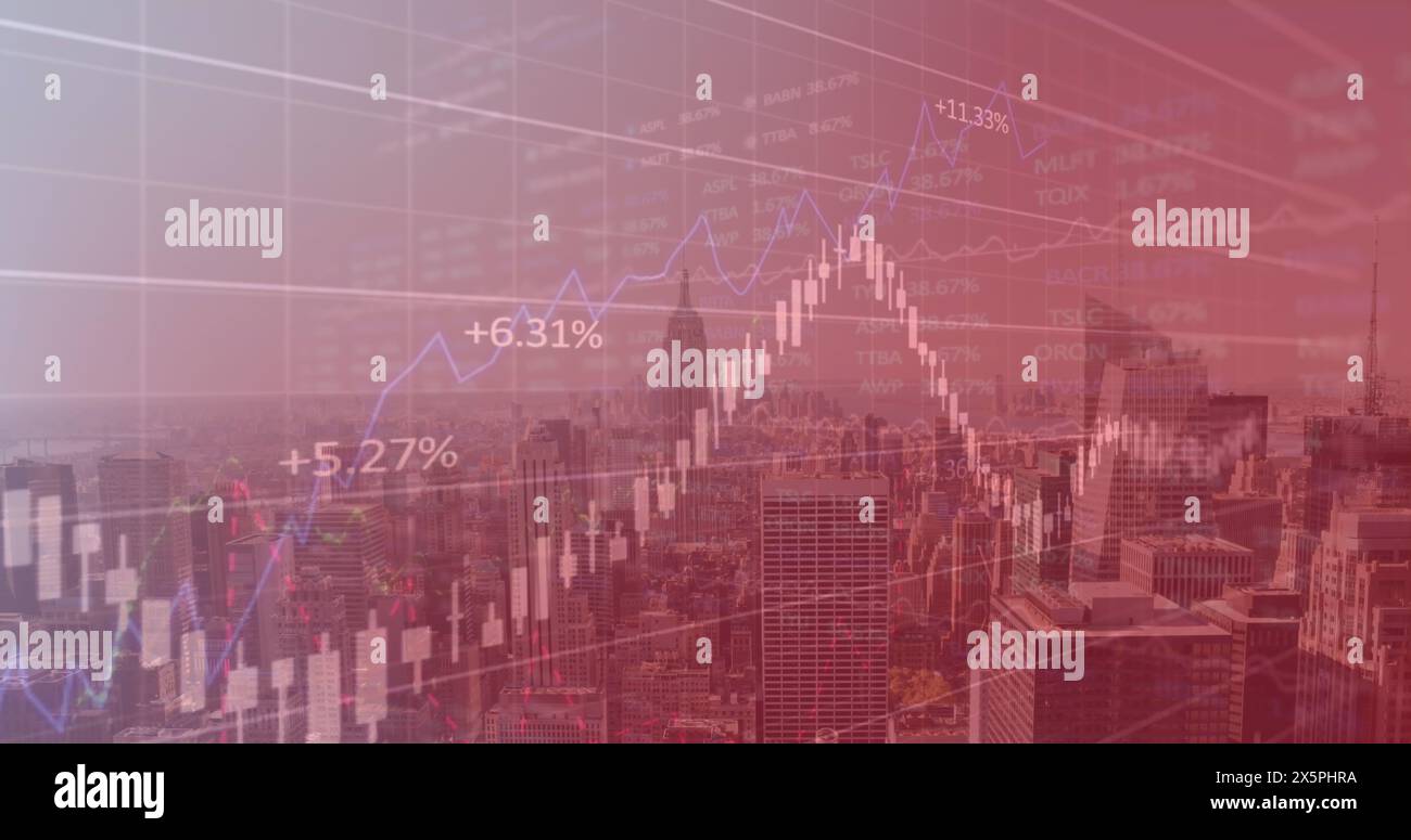 Image of data processing over cityscape Stock Photo - Alamy