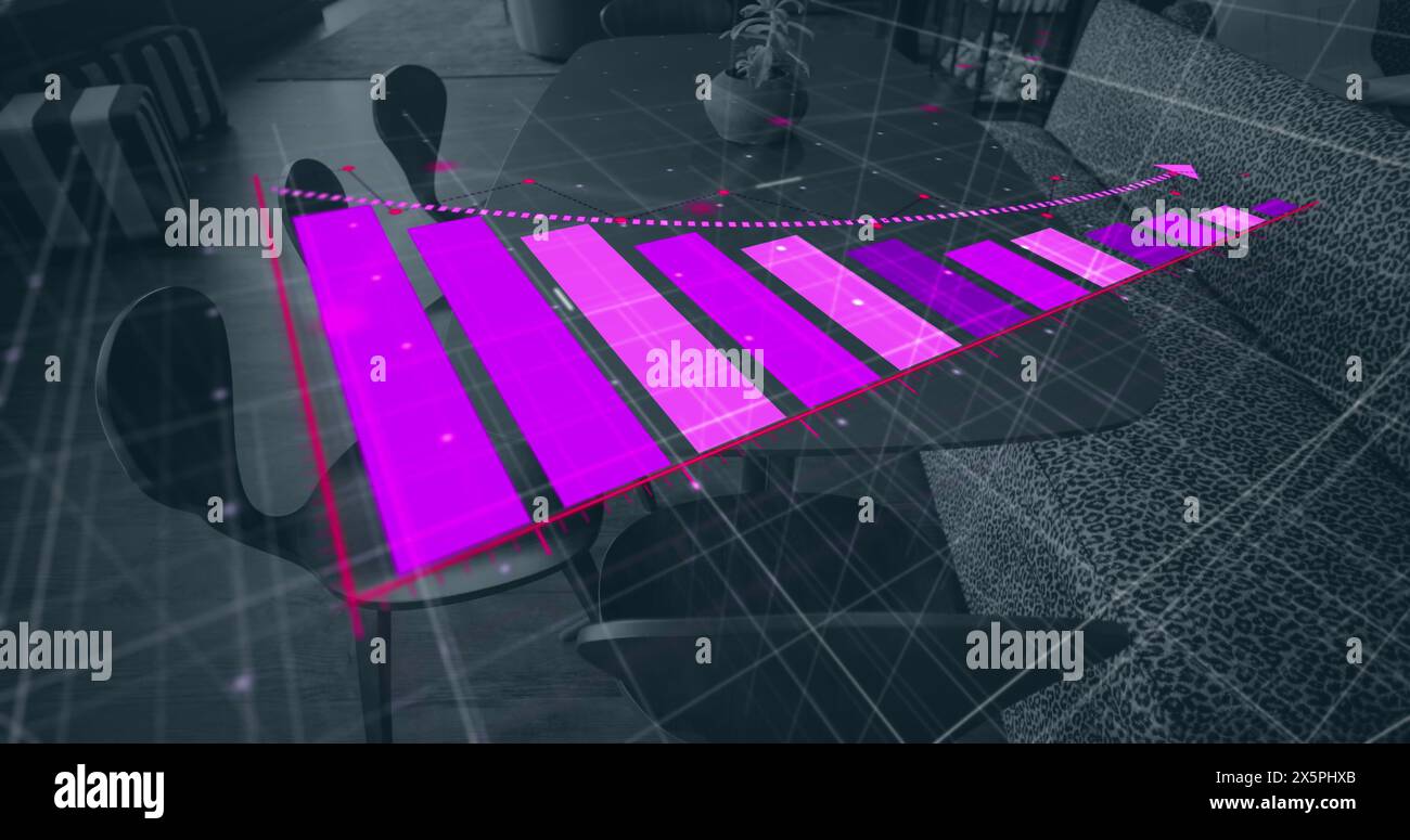 Image of bar graph representing loss over empty chairs and sofa ...