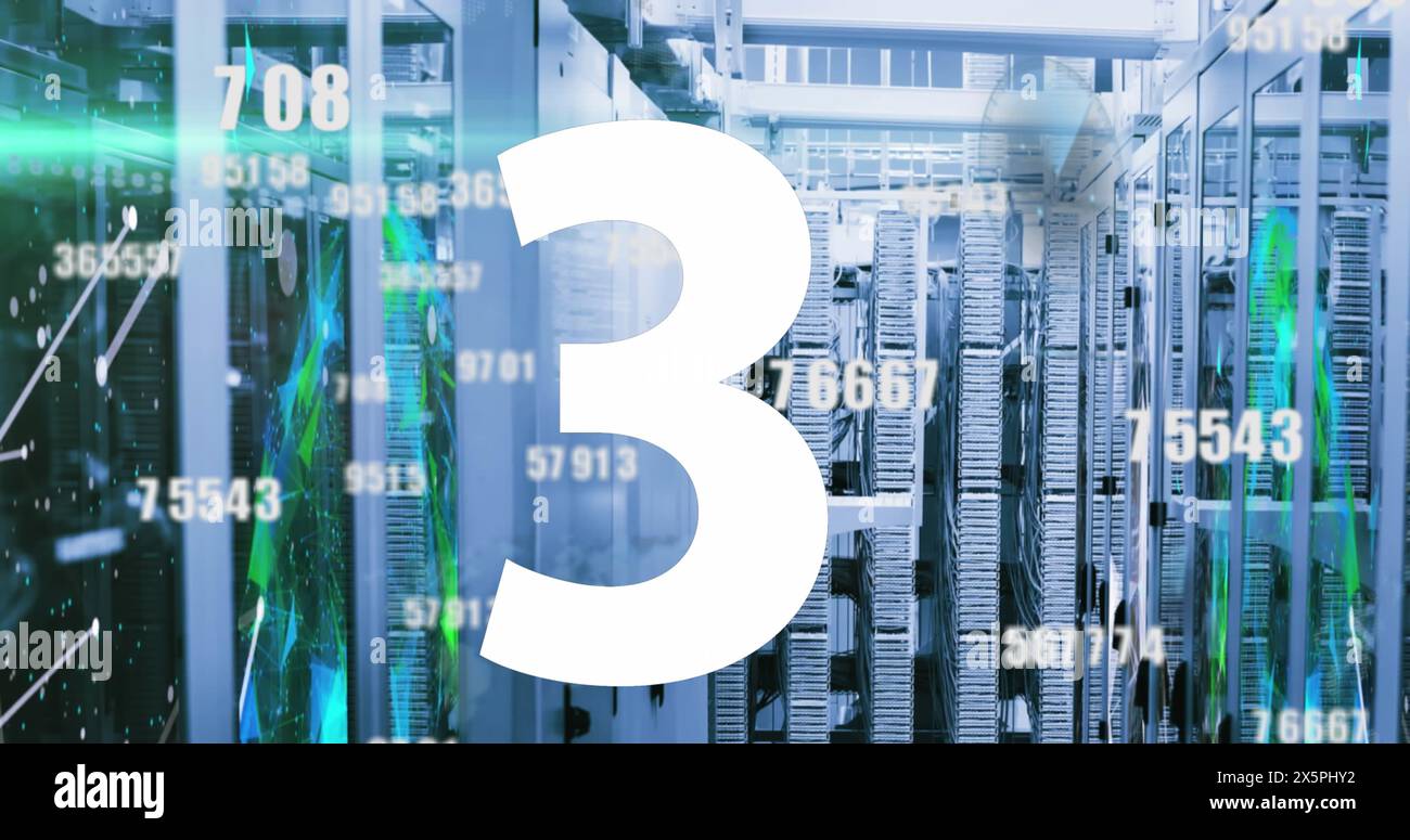 Image of countdown from 10 to 1 over changing numbers and connected ...