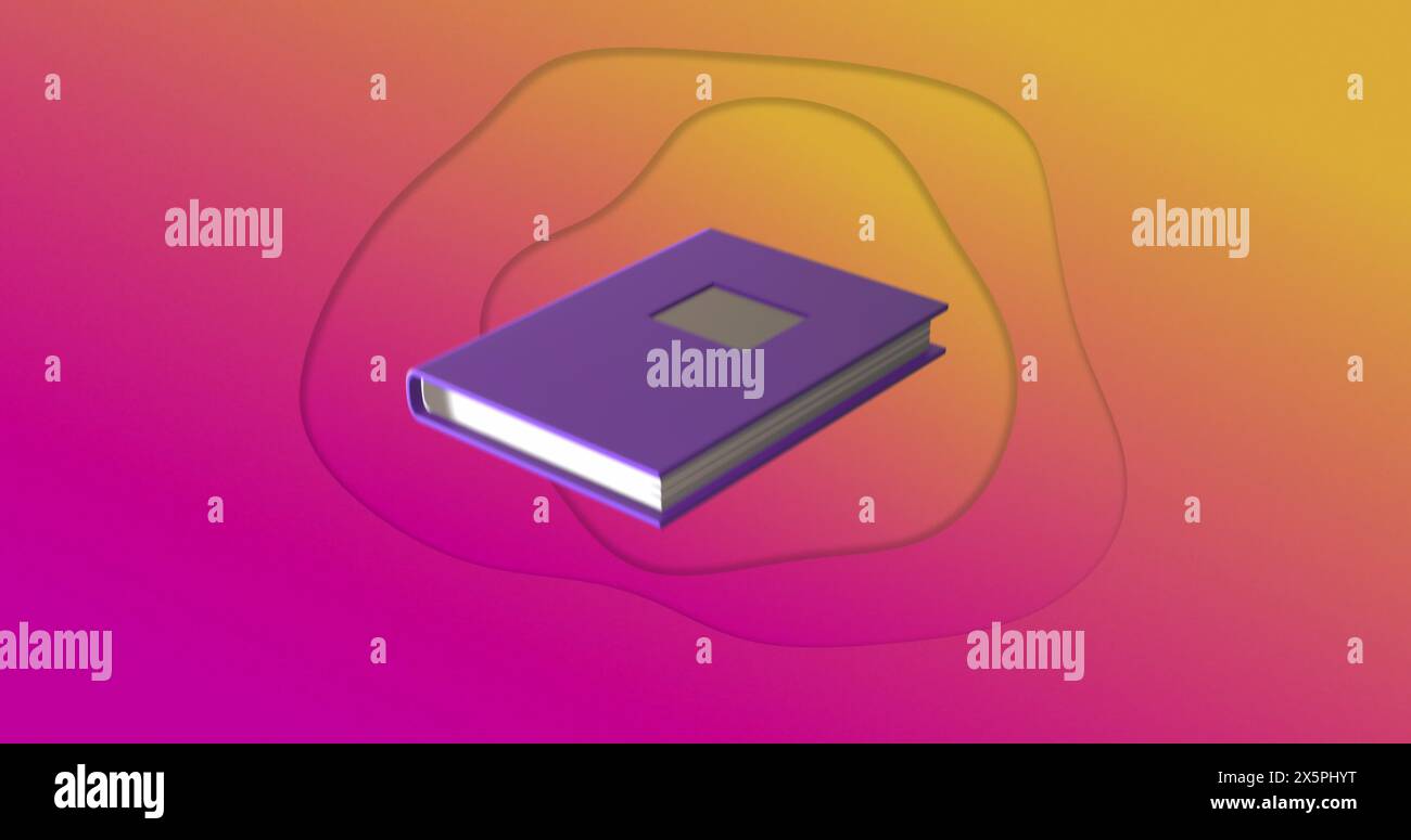 Image of purple notebook education and school icon over pink to yellow ...
