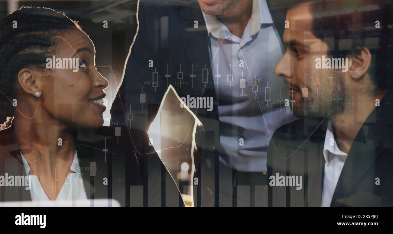 Statistical Data Processing Over Diverse Business People Discussing In Meeting Room At Office