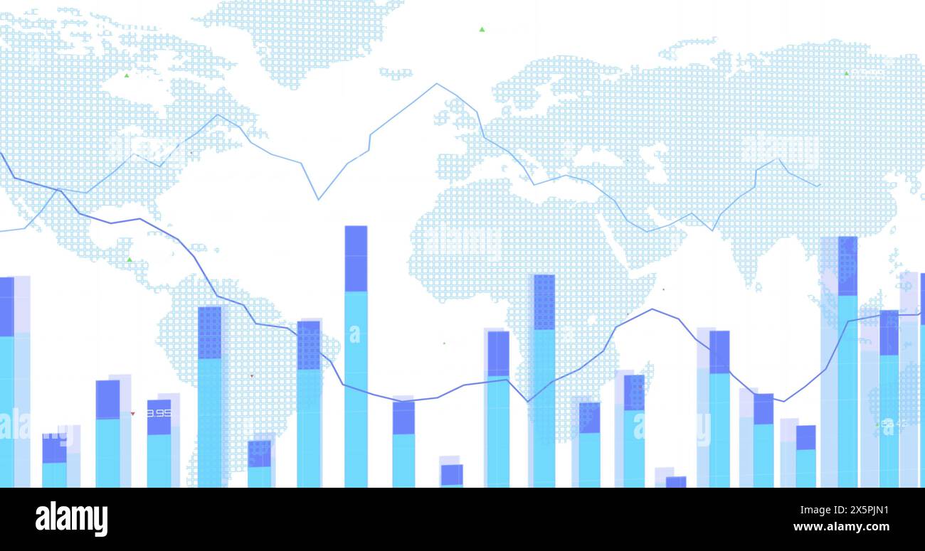 World map animation over data hi-res stock photography and images - Alamy