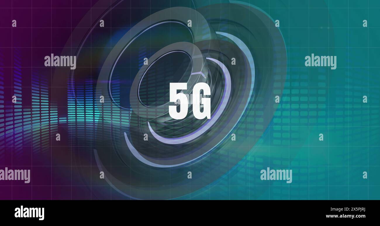 Image of 5g text over moving shapes Stock Photo - Alamy