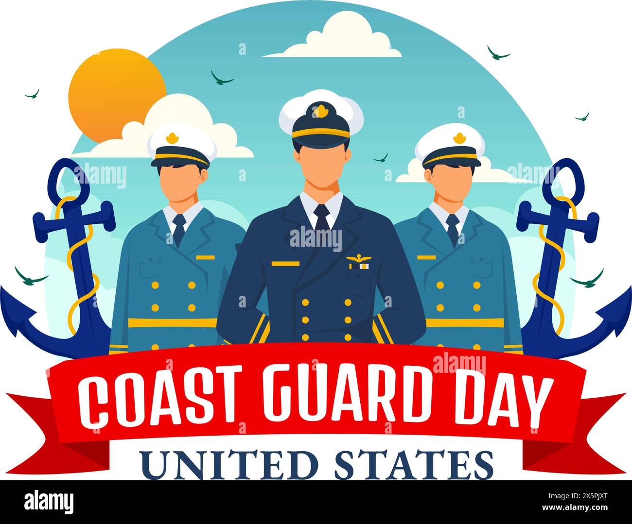 United States Coast Guard Day Vector Illustration on August 4 with ...