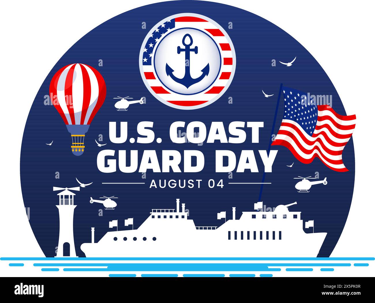United States Coast Guard Day Vector Illustration on August 4 with ...
