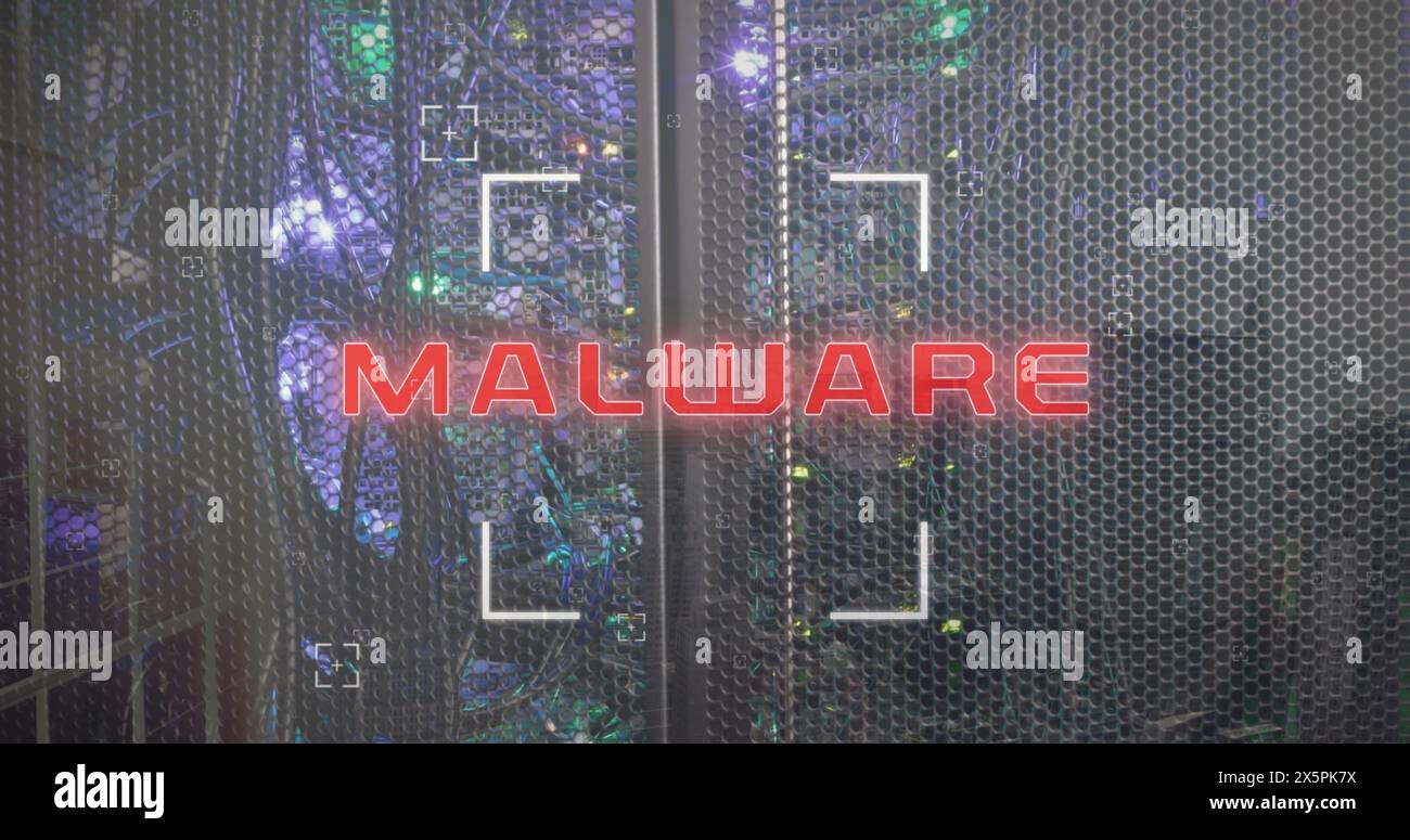 Image of malware text over server room Stock Photo - Alamy