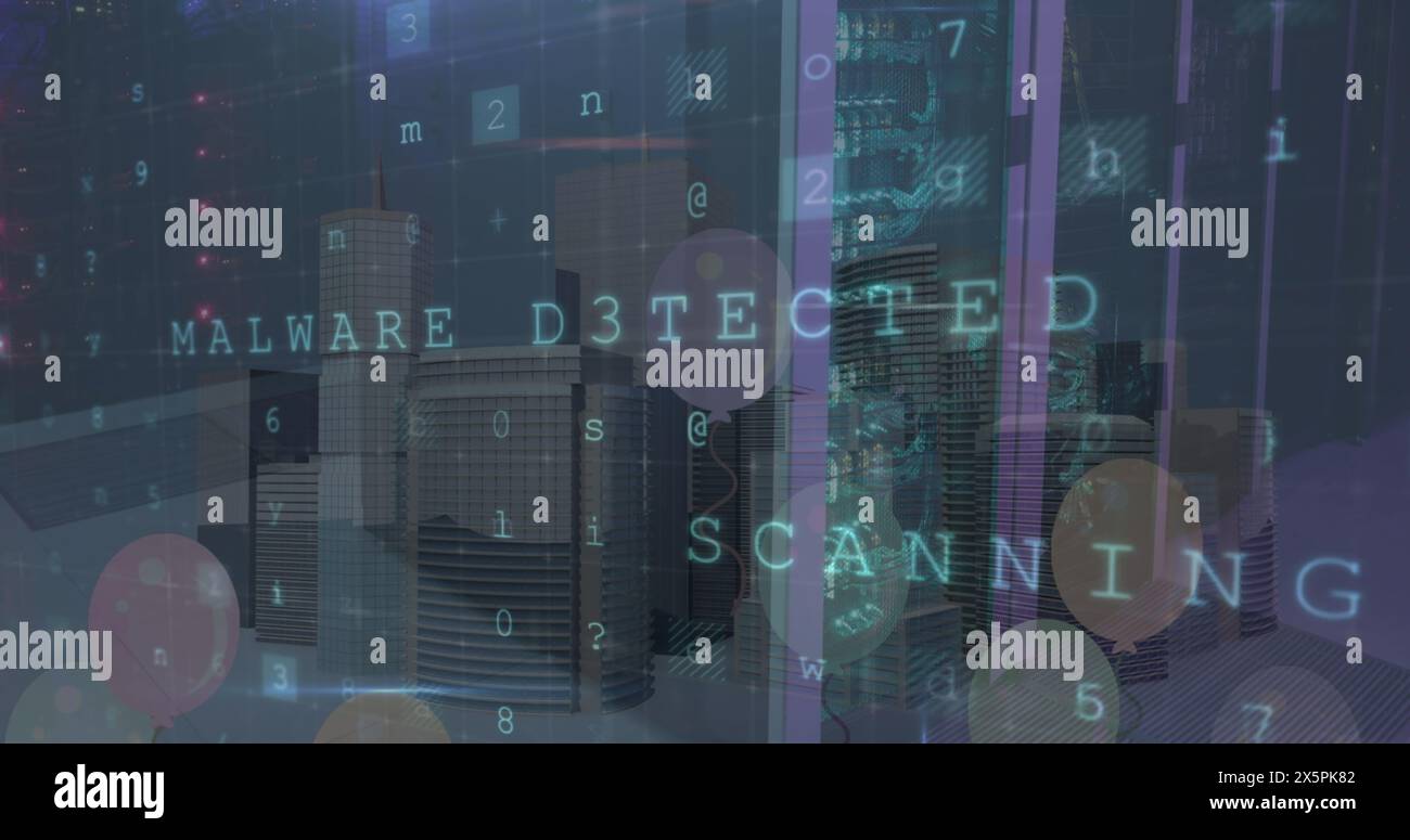 Image of data processing over cityscape Stock Photo - Alamy