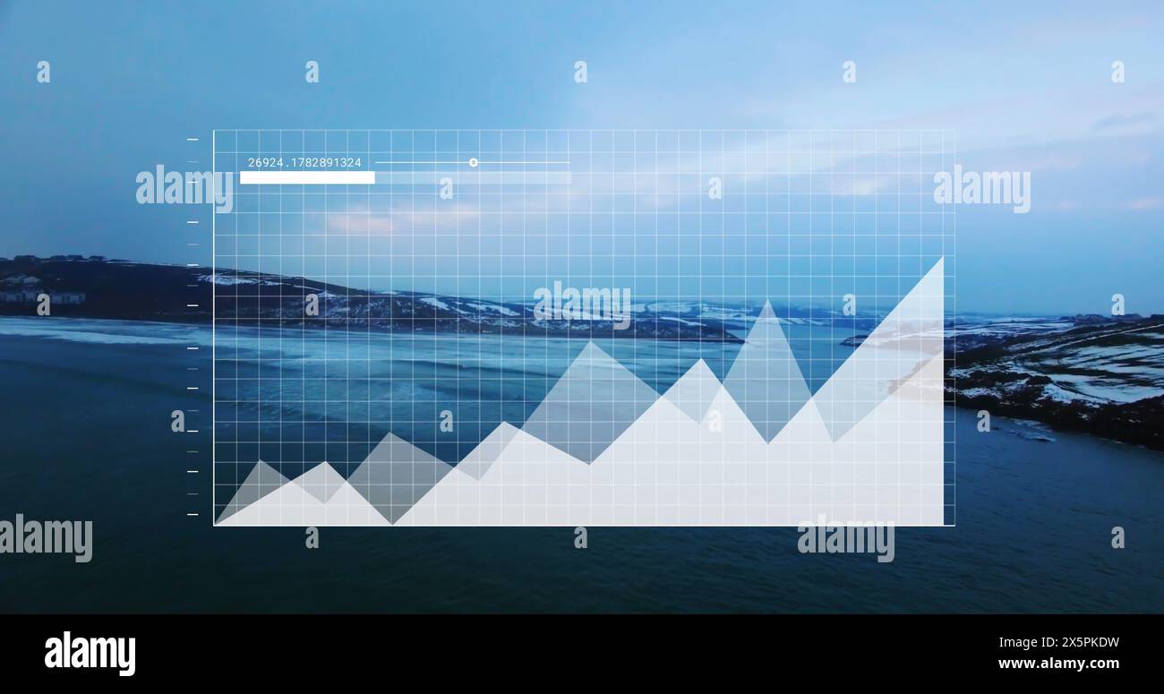 This image features statistics and financial data being processed over ...