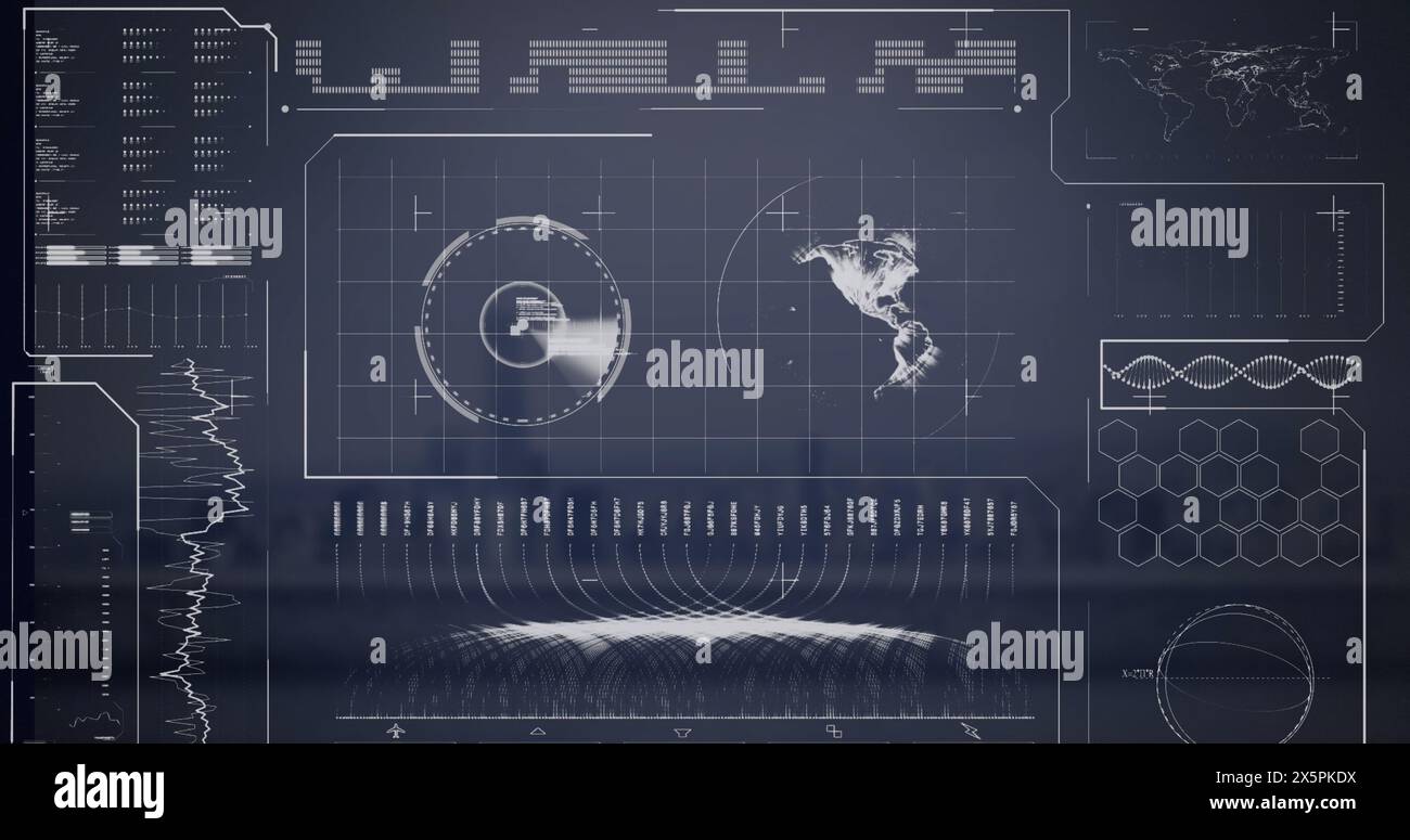 Image of statistics, data processing over cityscape Stock Photo - Alamy