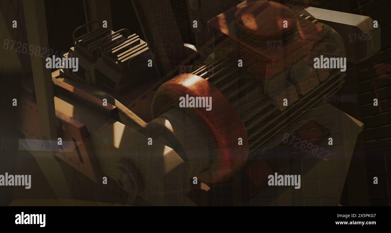 Image of data processing over mechanism of a working machine against ...
