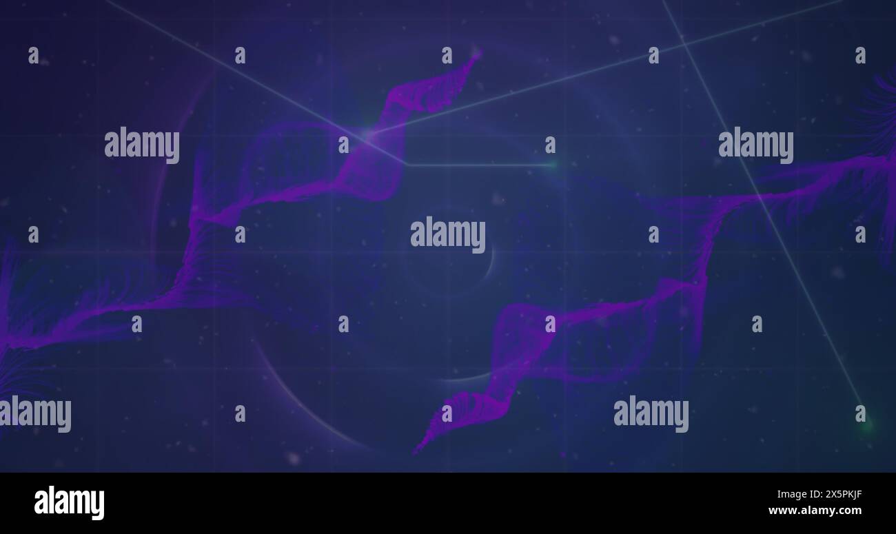 Image Of Wave Patterns Over Dots Moving And Forming Lines Against Abstract Background Stock