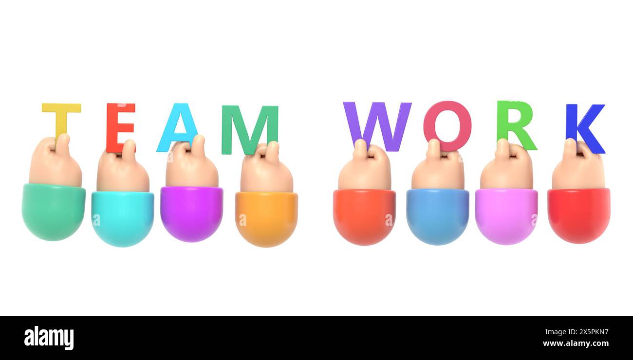 Cartoon Gesture Icon Mockup.Hands hold the letters with the word ...