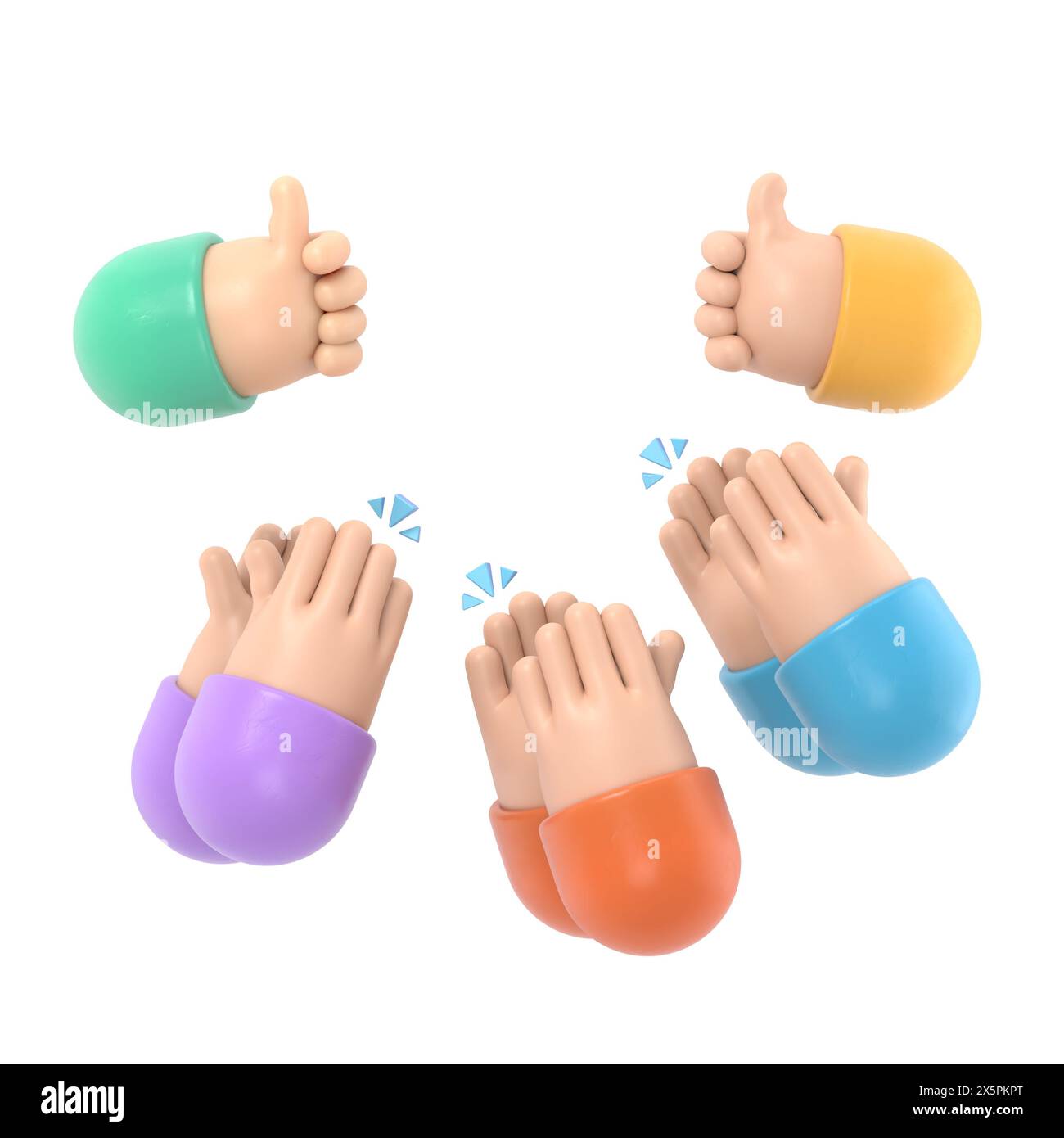 Set of people hands clapping, giving likes. Applause, ovation ...