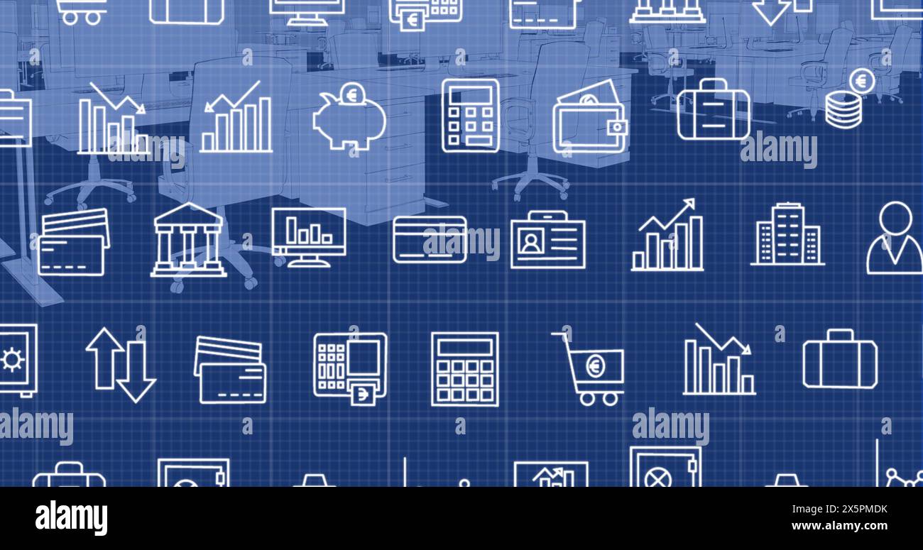 Multiple digital icons against people hi-res stock photography and ...