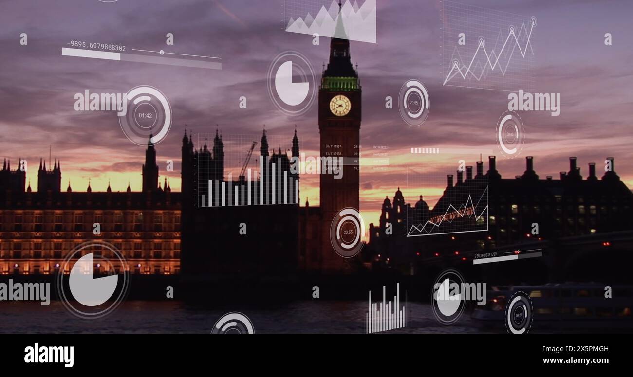Image of data processing over london cityscape Stock Photo - Alamy