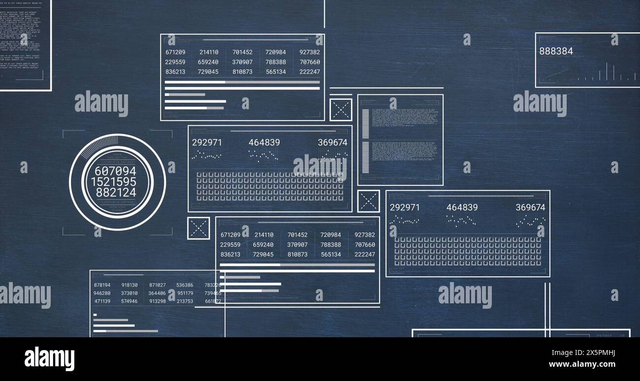 Image of computer data processing over blue background Stock Photo - Alamy