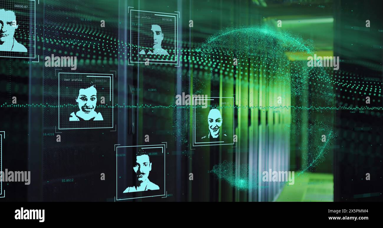 Image of digital profile picture with graph and changing numbers over ...