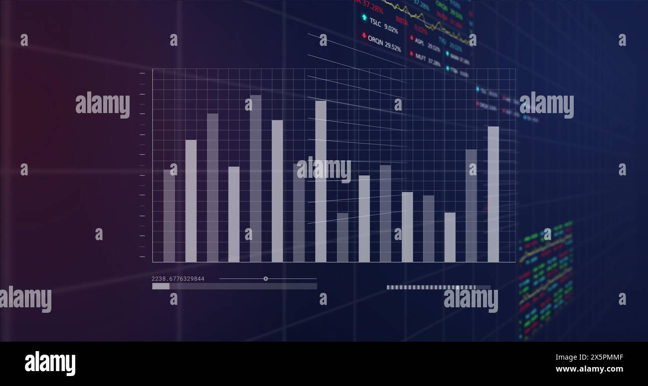 Image of graphs, loading bars, multiple graphs and trading boards over ... Image of graphs, loading bars, multiple graphs and trading boards over ...