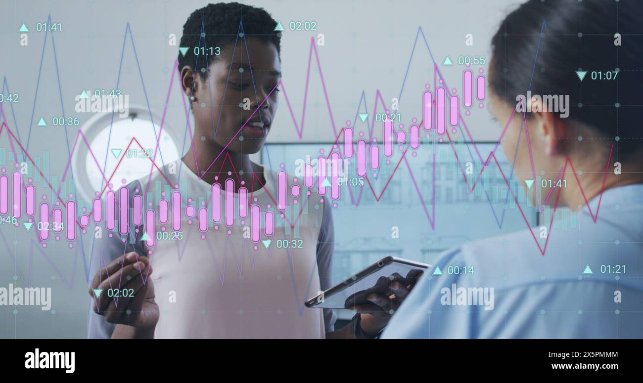 Image of multiple graphs with changing numbers, diverse female ...
