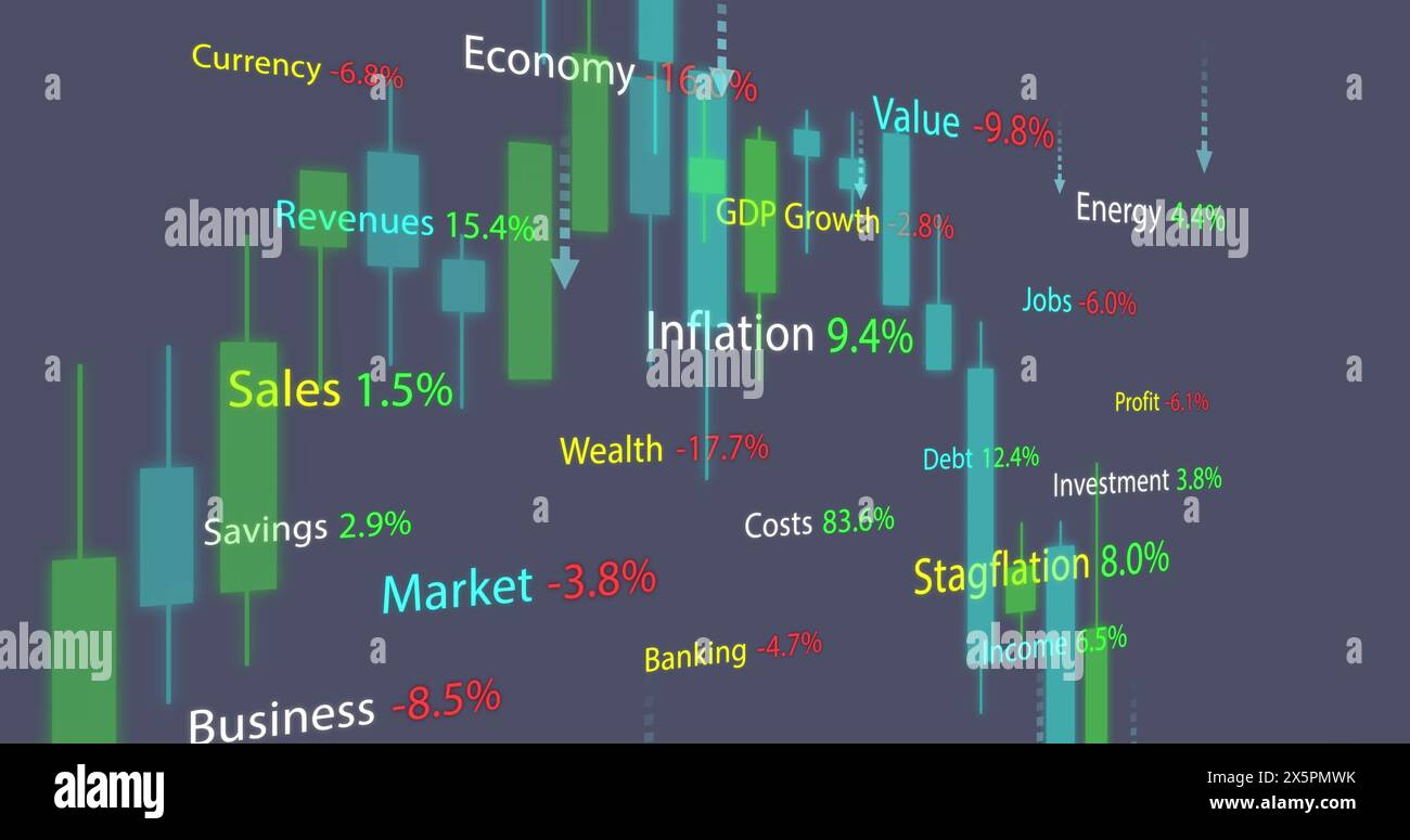 Image of financial data processing against grey background Stock Photo ...