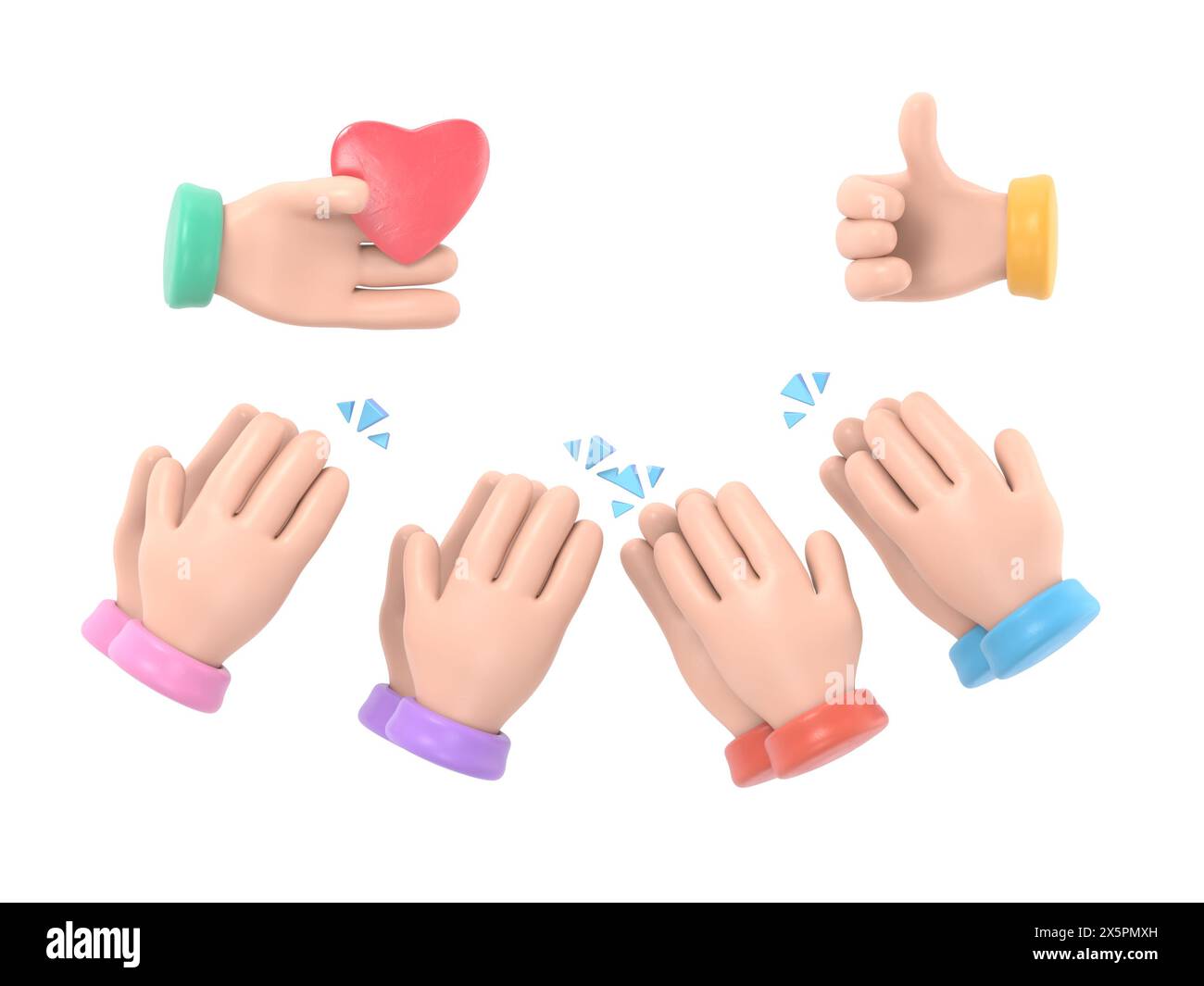 Cartoon Gesture Icon Mockup.Set of people hands clapping, giving likes. Applause, ovation ...