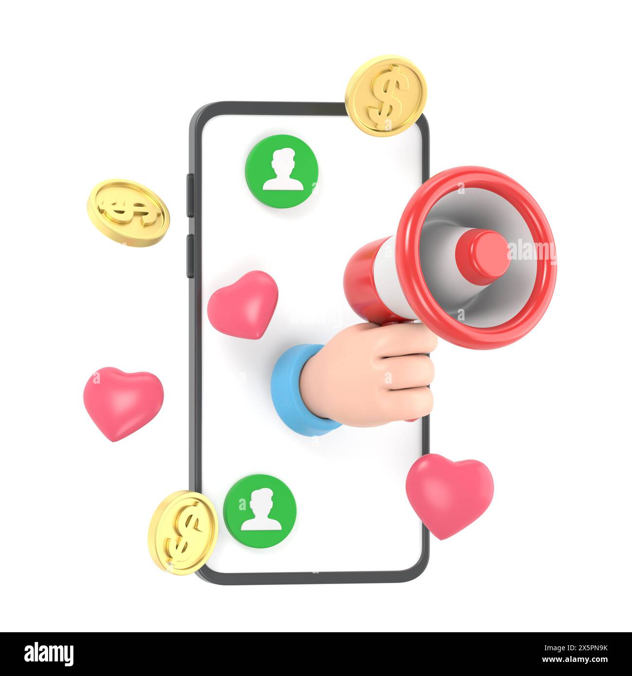 Cartoon Gesture Icon Mockup.3d refer a friend concept. Cartoon hand ...