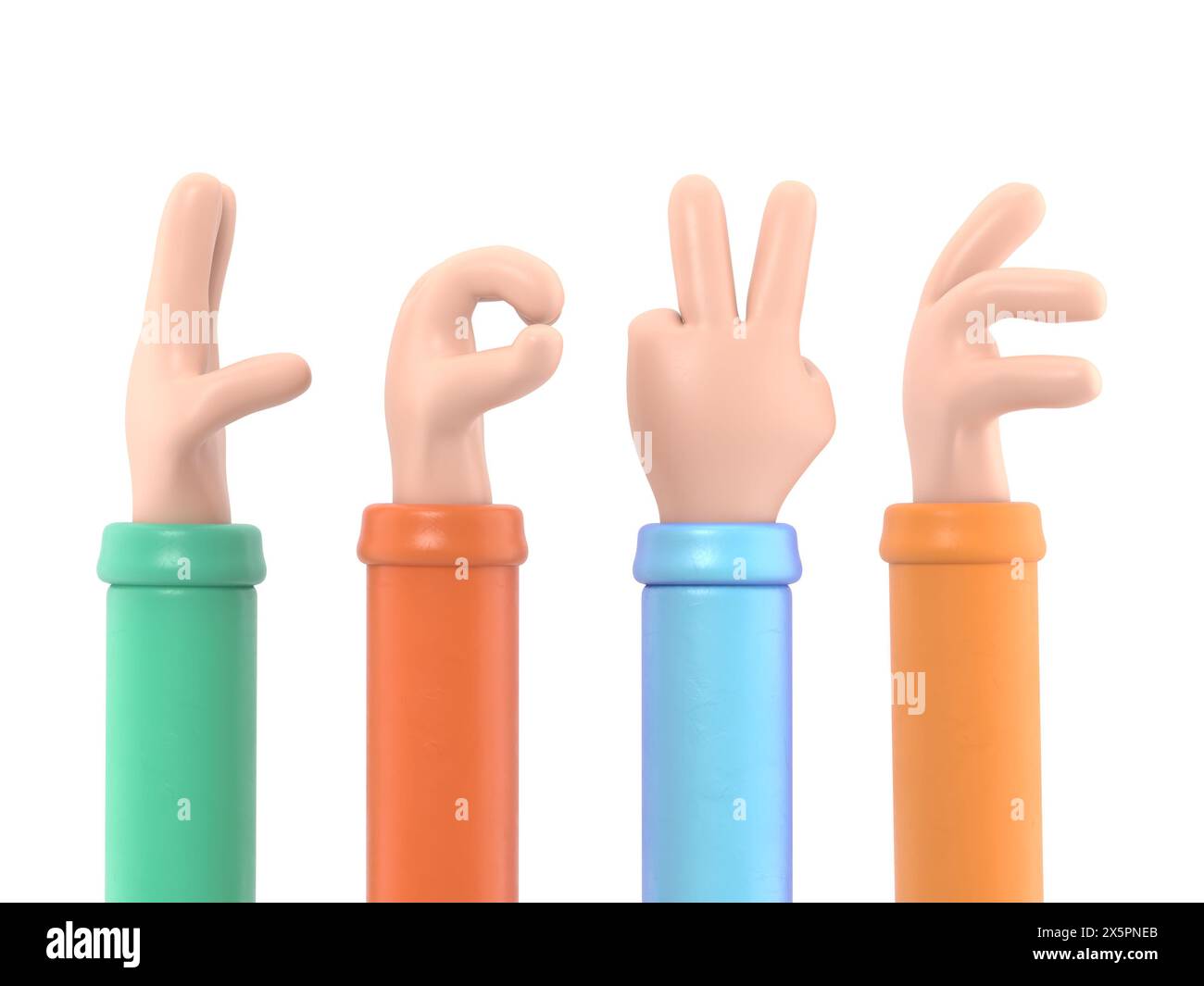 Cartoon Gesture Icon Mockup.Set female hands gestures making word LOVE ...
