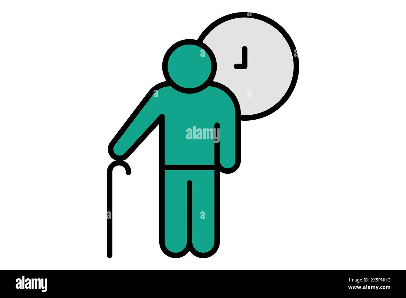 lifetime icon. people with clock. icon related to elderly. flat line ...