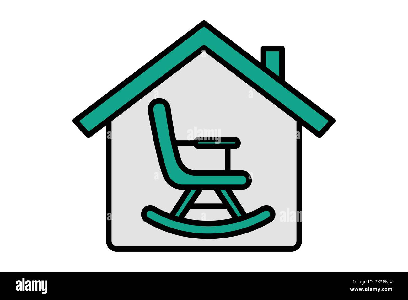 retirement icon. house with rocking chair. icon related to elderly ...