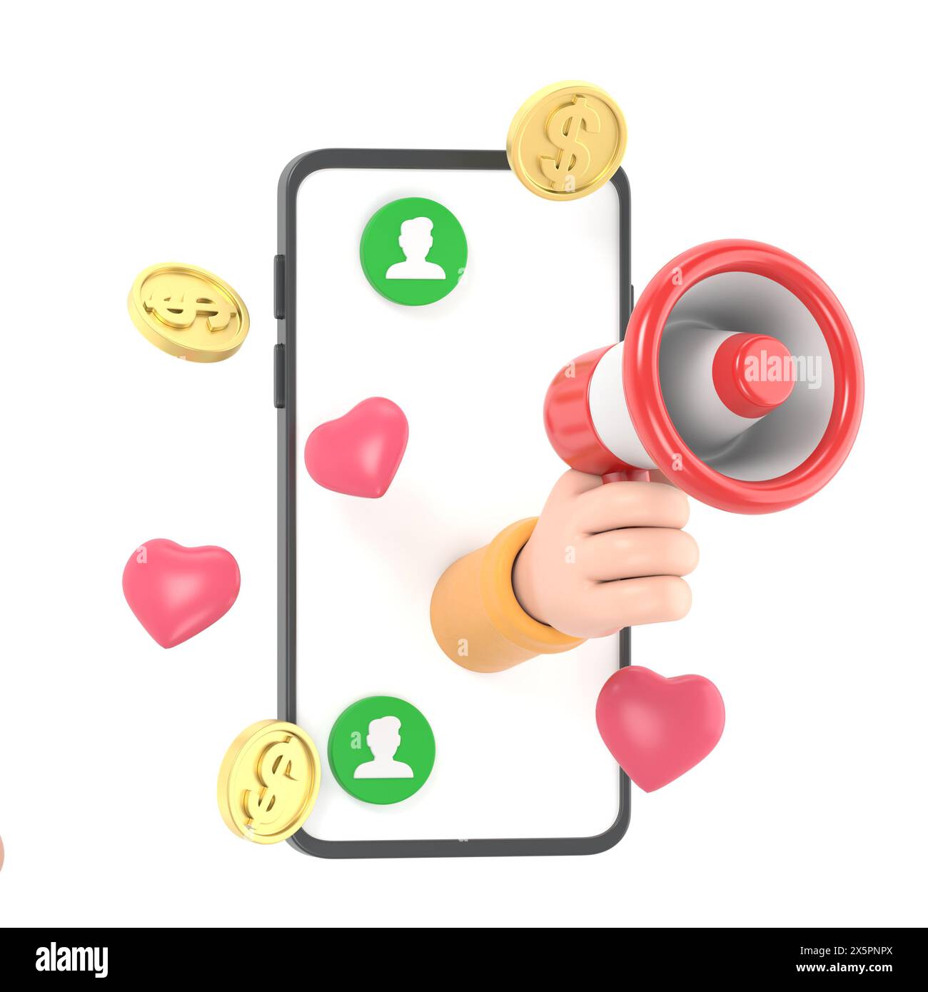 Cartoon Gesture Icon Mockup.3d refer a friend concept. Cartoon hand ...