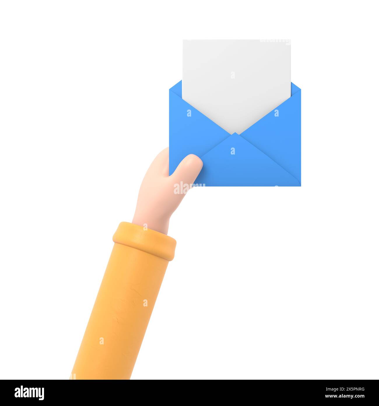 Envelope holding in the hand. Email message concept, sending. Postman ...