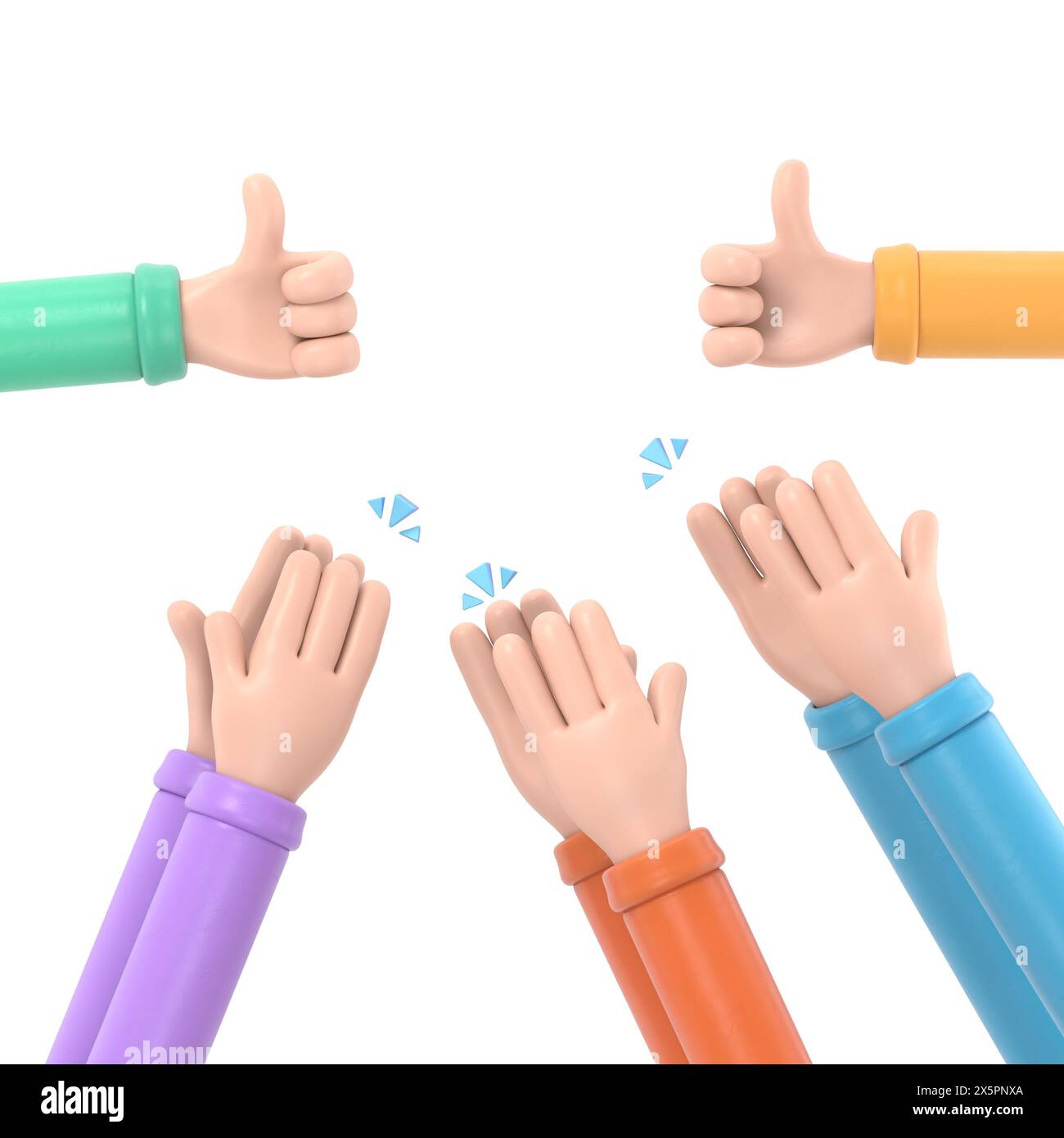 Set of people hands clapping, giving likes. Applause, ovation ...