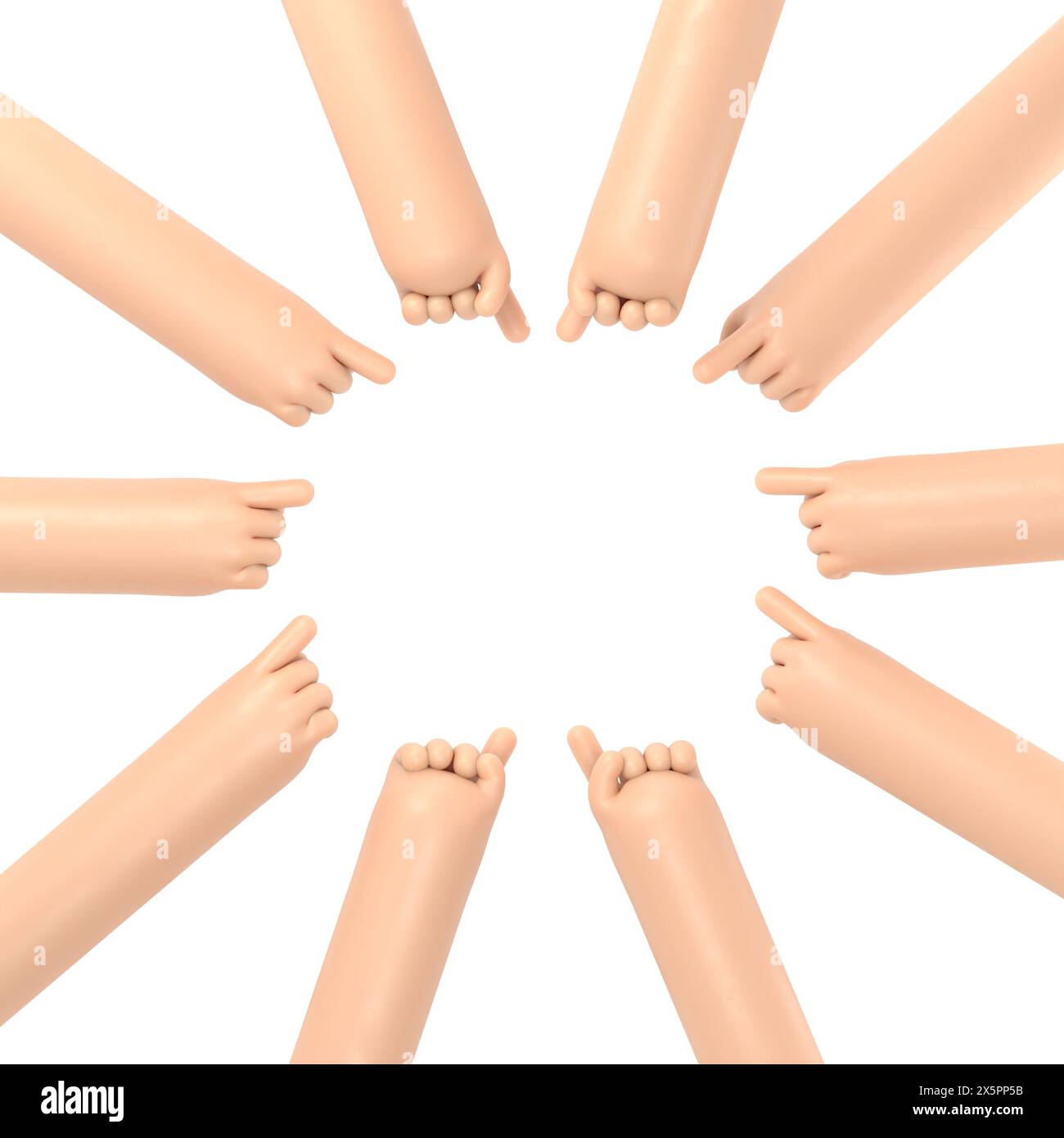 Cartoon Gesture Icon Mockup.Fingers pointing at empty place. Stock flat ...