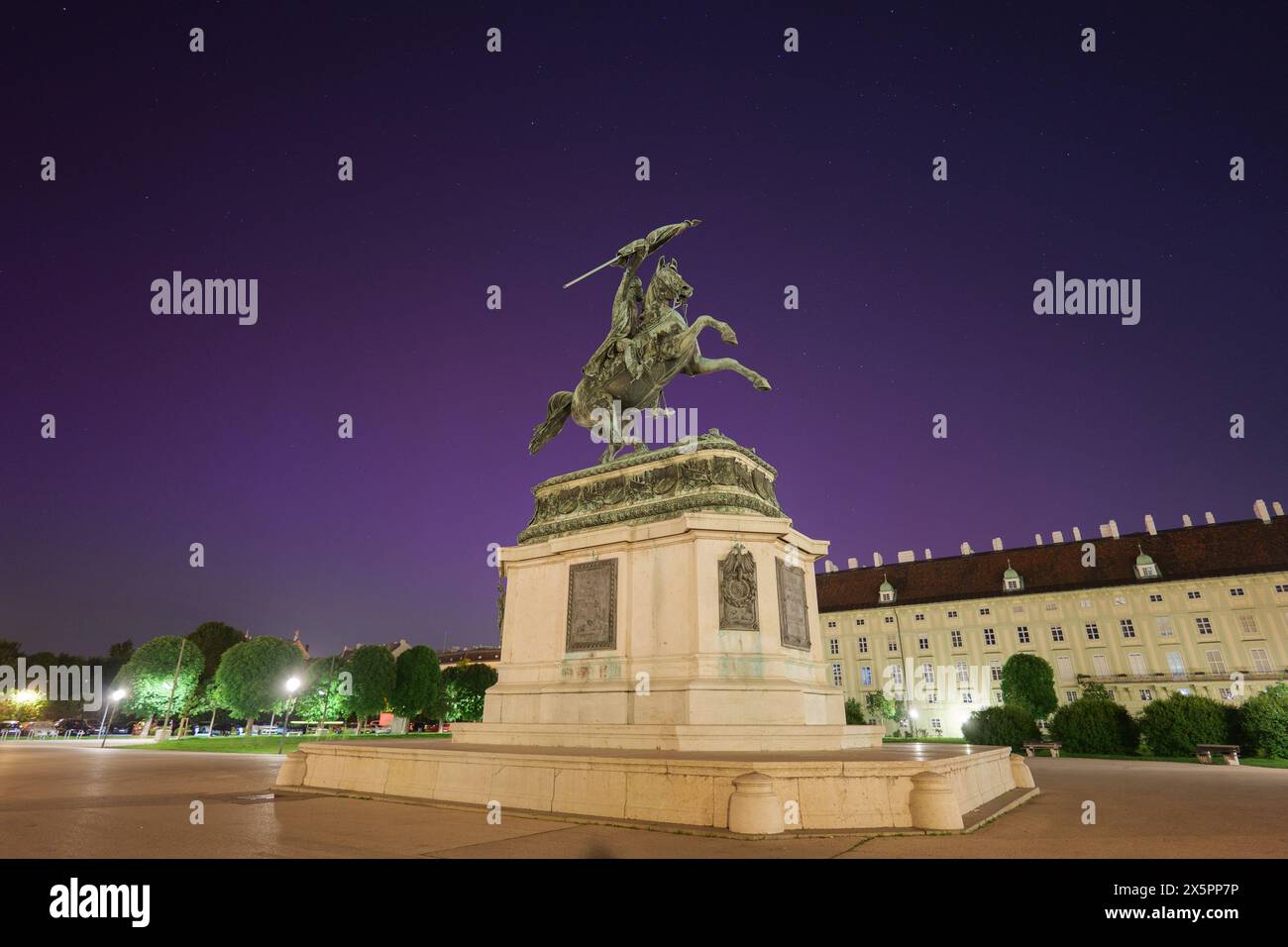 Purple Northern Lights in Vienna Austria with Archduke Karl Statue at ...