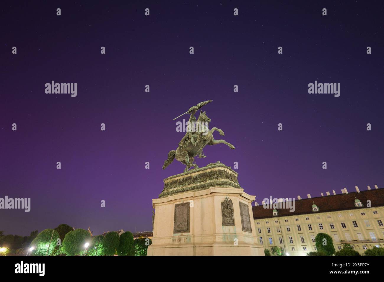 Purple Northern Lights in Vienna Austria with Archduke Karl Statue at ...
