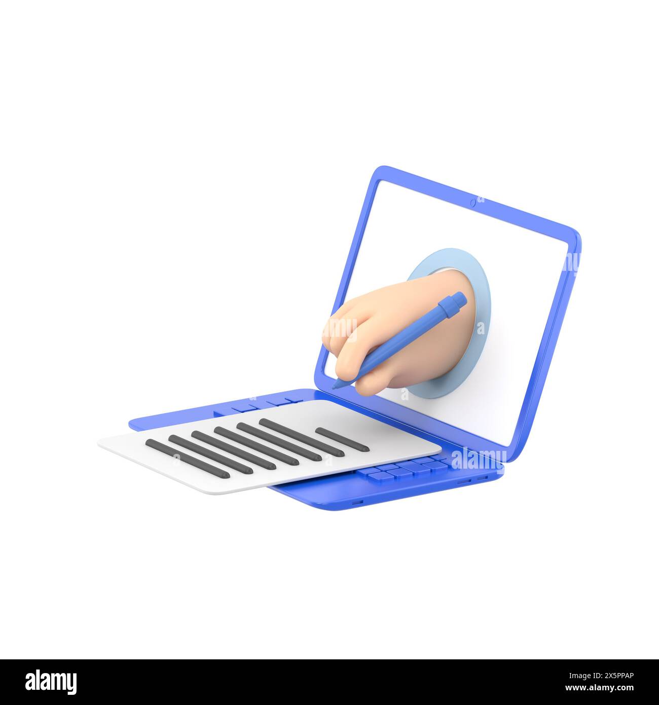 Isometric electronic signature concept. digital form attached to ...