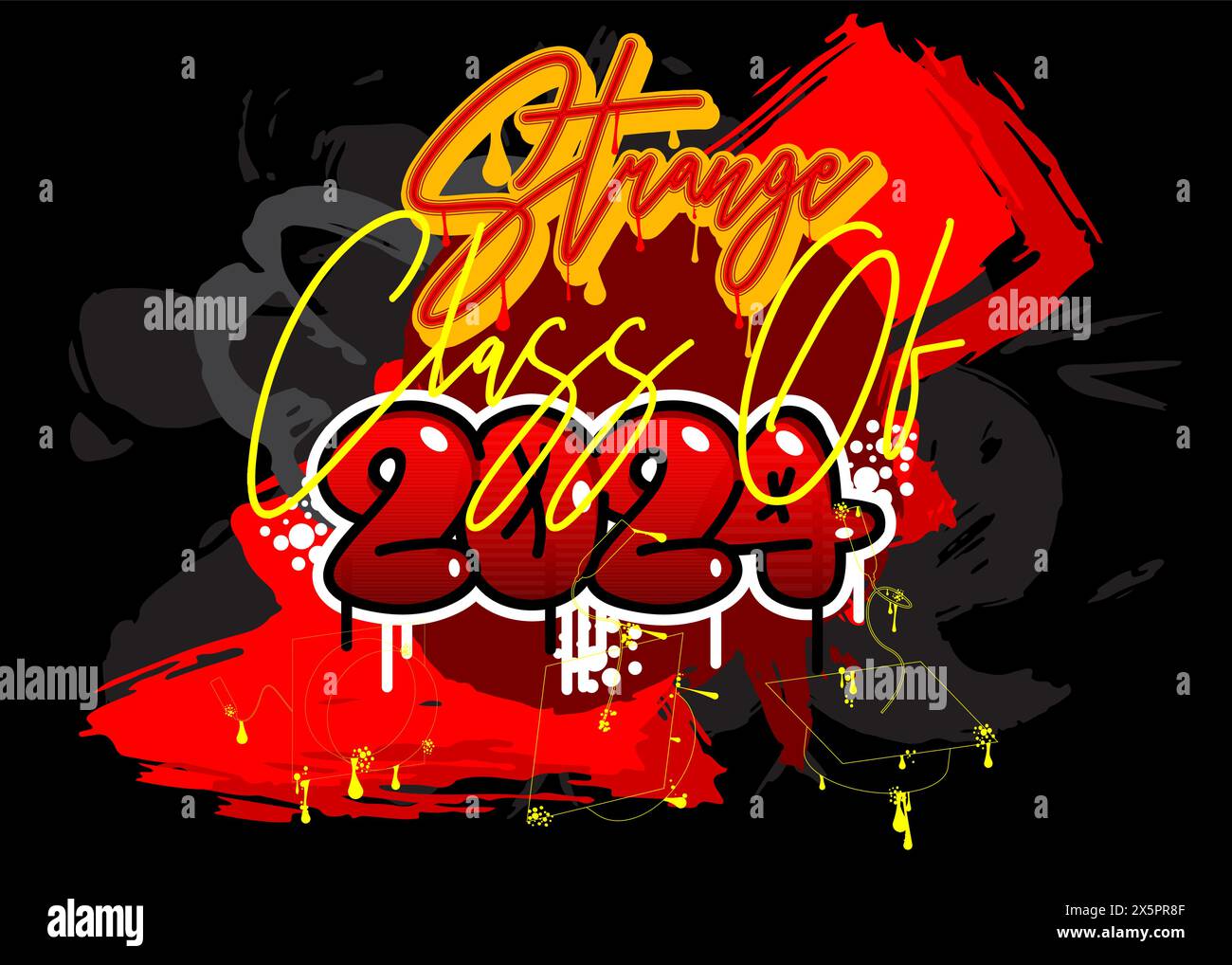Class of 2024 Graduation design template Graffiti tag. Abstract modern ...