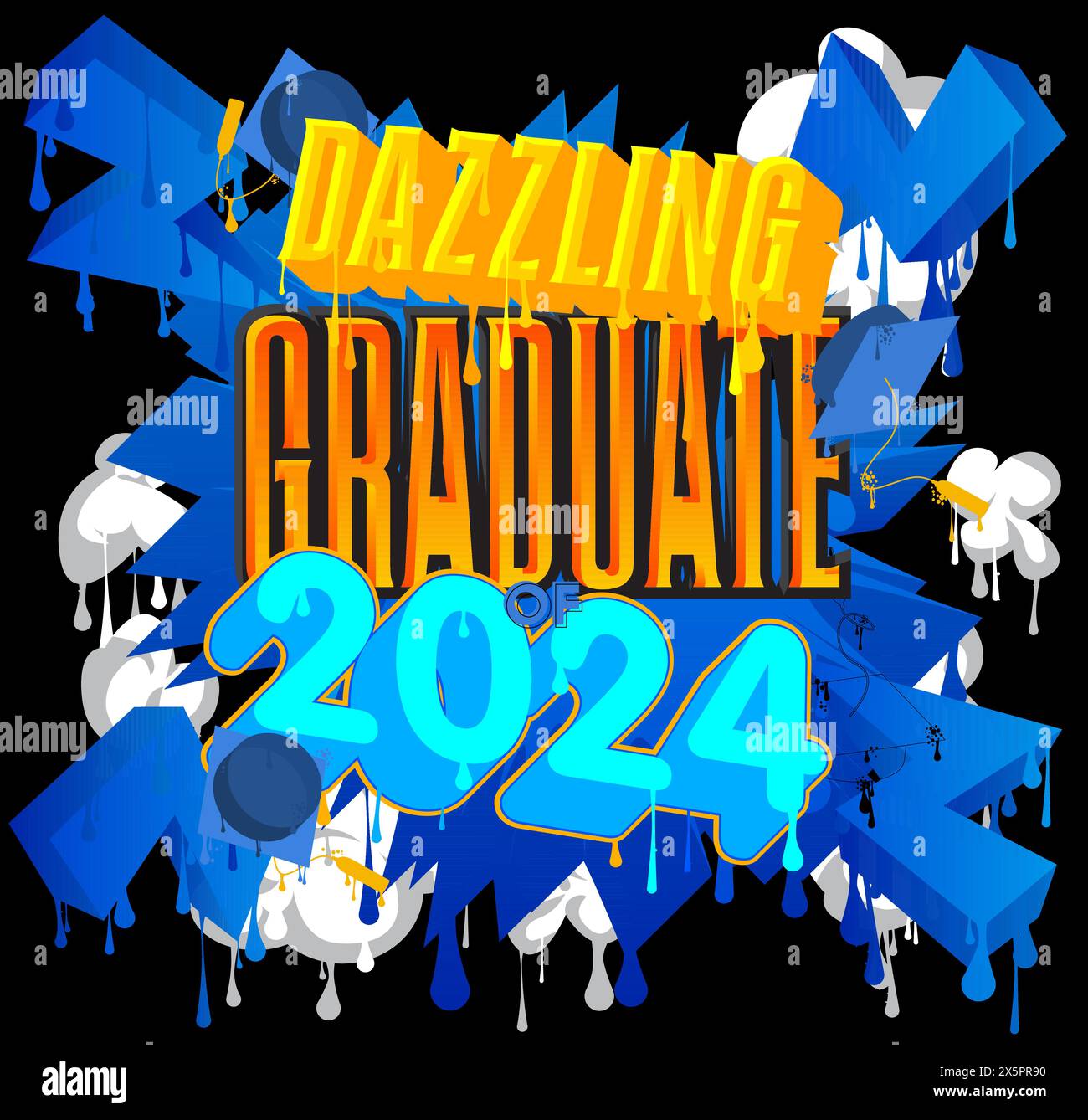 Class of 2024 Graduation design template Graffiti tag. Abstract modern ...