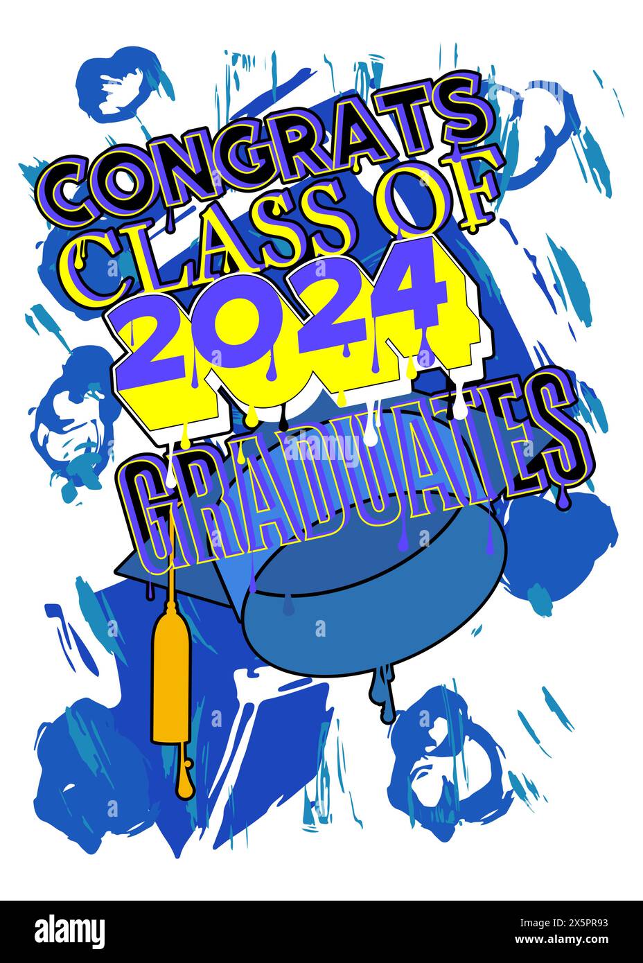Class of 2024 Graduation design template Graffiti tag. Abstract modern ...