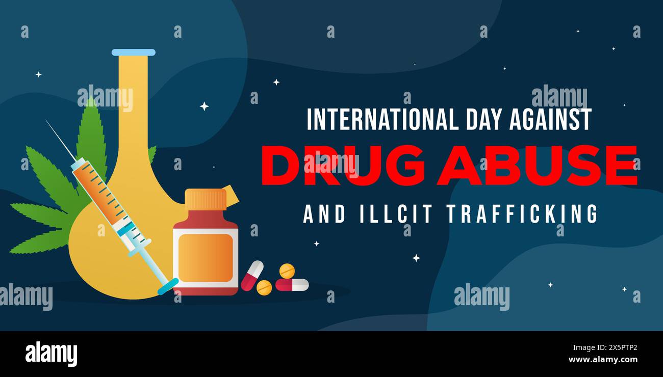 international day against drug abuse horizontal banner illustration ...