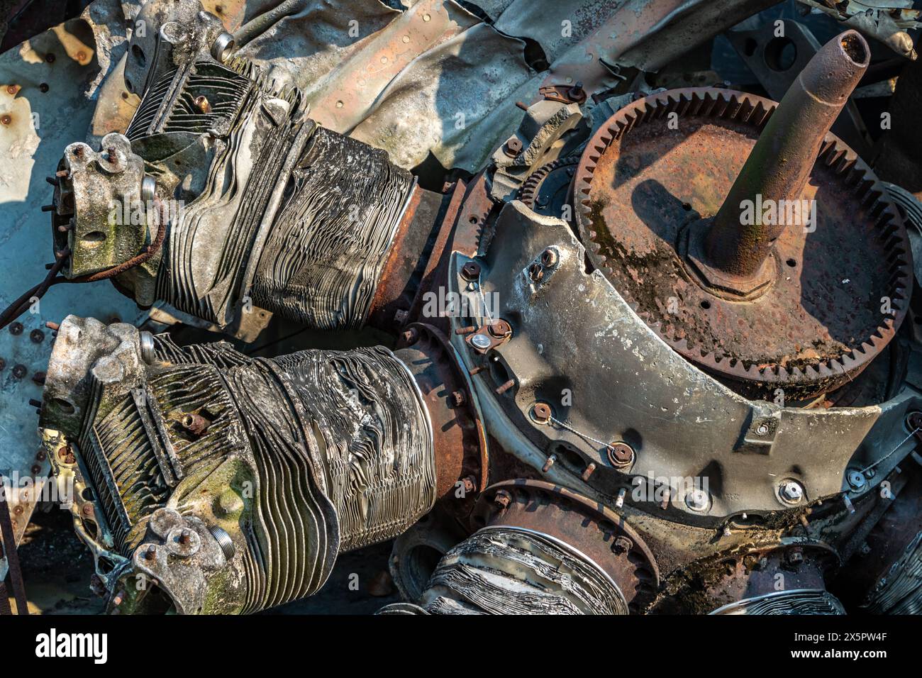 Damaged parts of an airplane engine, close up Stock Photo - Alamy