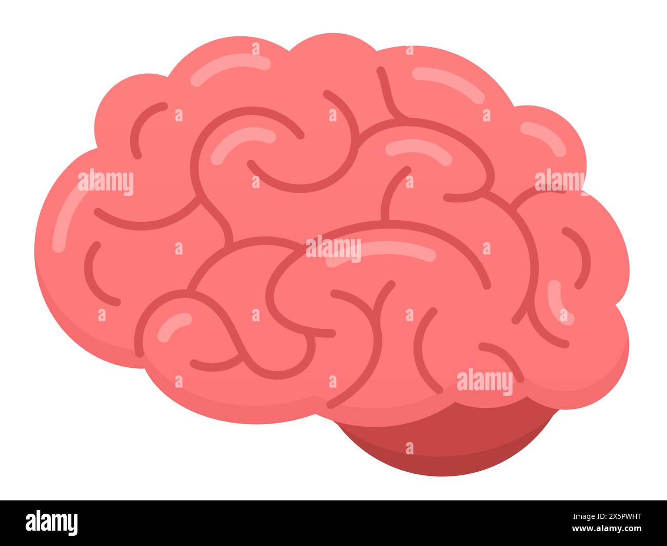 Illustration of pink brain flat design isolated Stock Vector Image ...